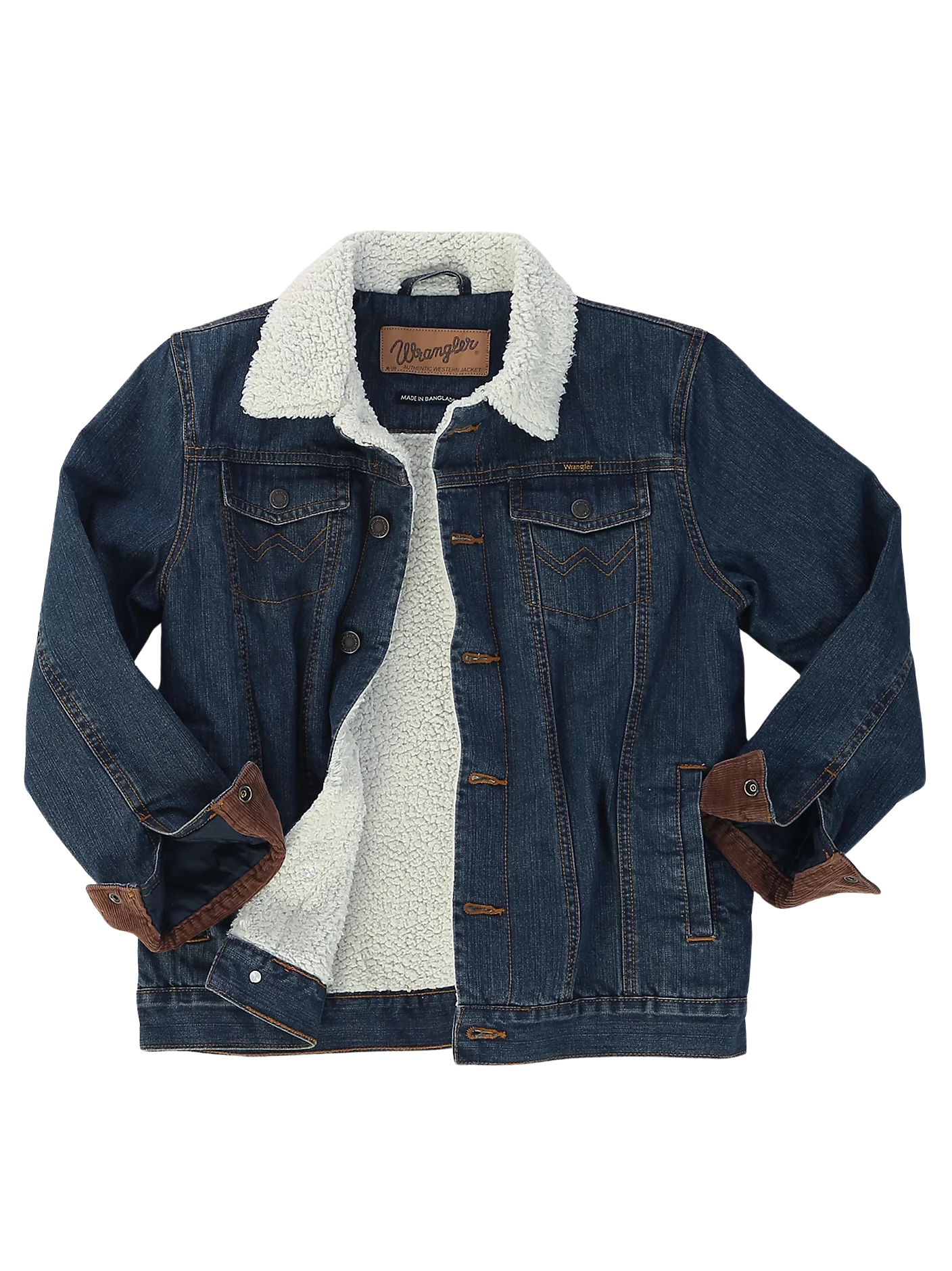 Wrangler Boy's Western Sherpa Lined Rustic Blue Denim Jacket – R Bar B