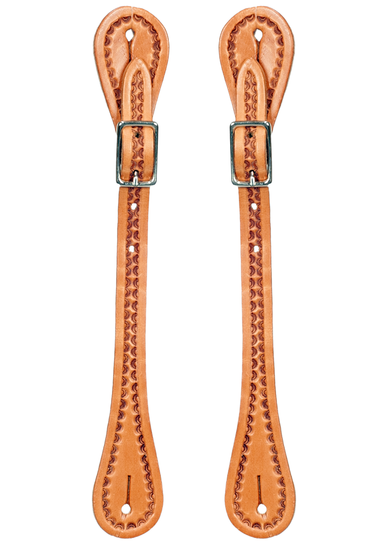 Natural Shell Border Straight Spur Straps – R Bar B